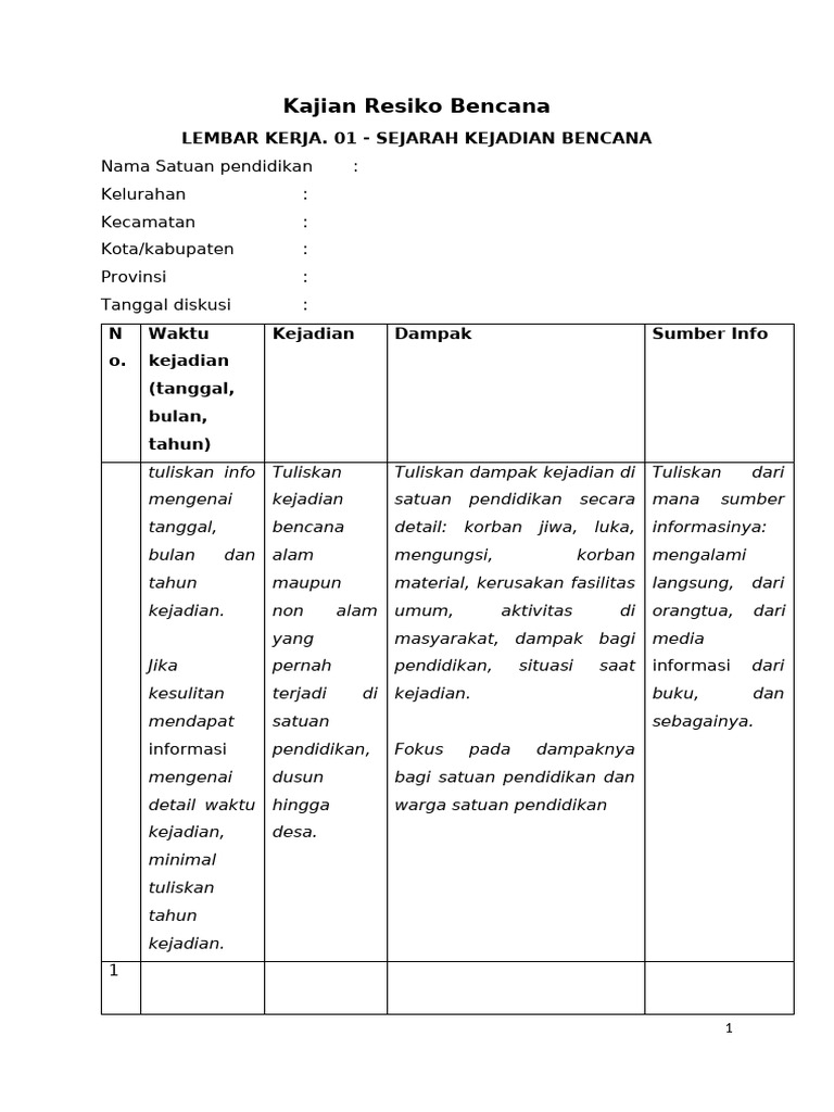 Form Kajian Risiko - Satdik | PDF