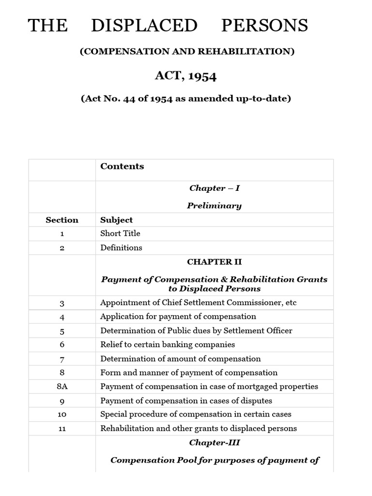 Displaced Persons Compensation Act 1954 | PDF | Property | Appeal