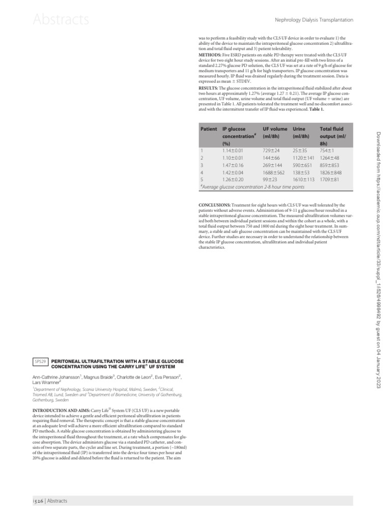 SP529PERITONEAL_Ultrafiltration_with_a_S | PDF | Peritoneum | Nephrology