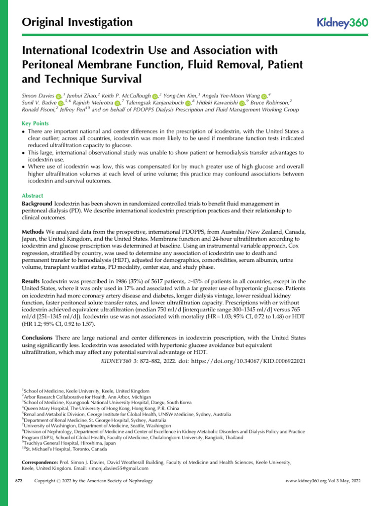 International Icodextrin Use and Association With.11 | PDF ...