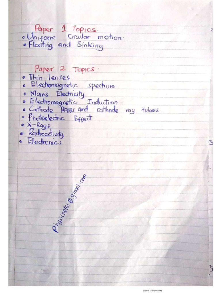 Physics Form 4 Notes Handwritten - Compressed | PDF
