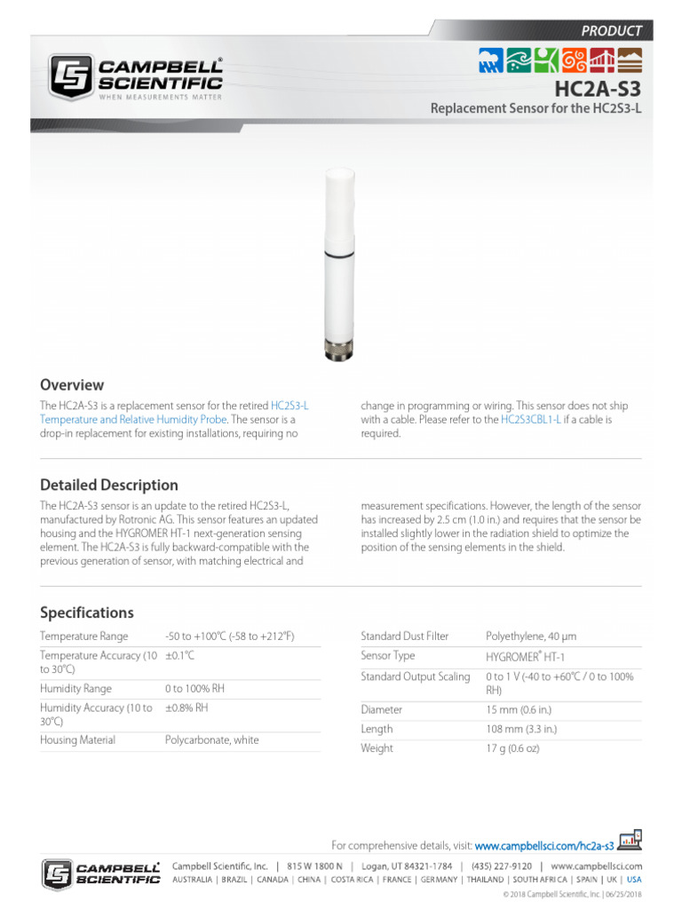 CAM BIEN NHIET DO - DO AM Ambient Temperature & Humididy Sensor - HC2A ...