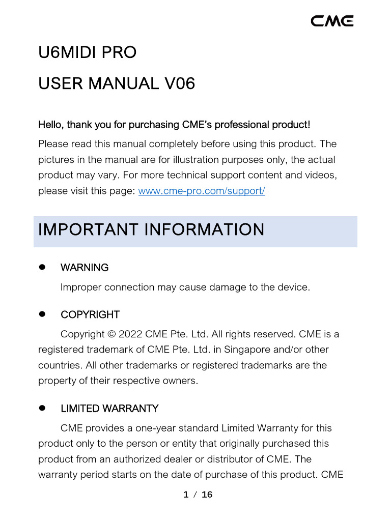 U6MIDI-Pro-manual v06 English | PDF | Usb | Computing