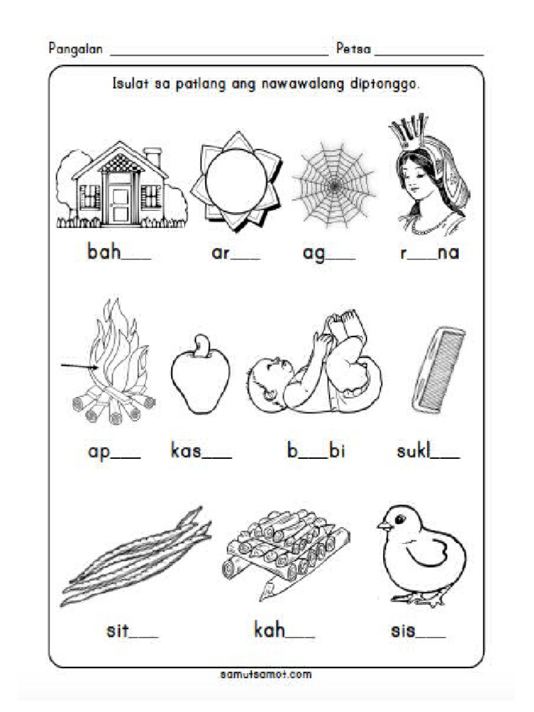 Klaster at Diptonggo Worksheets | PDF