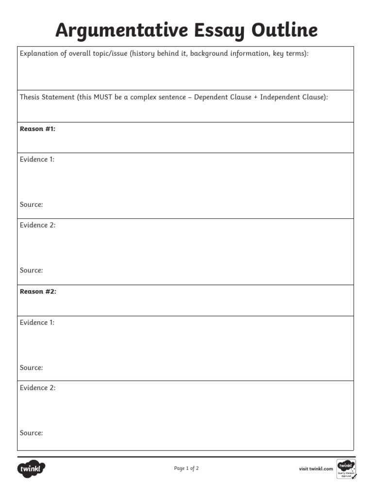 Argumentative Essay Outline | PDF
