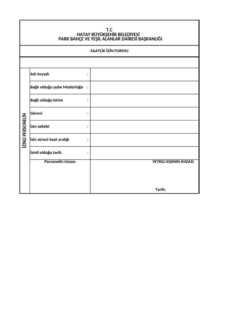 Saatlik Izin Formu | PDF