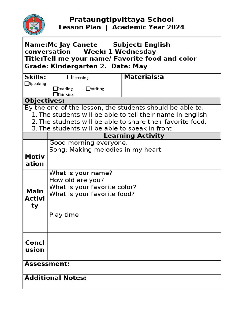 K2 May lesson plan | PDF | Vocabulary | Lesson Plan