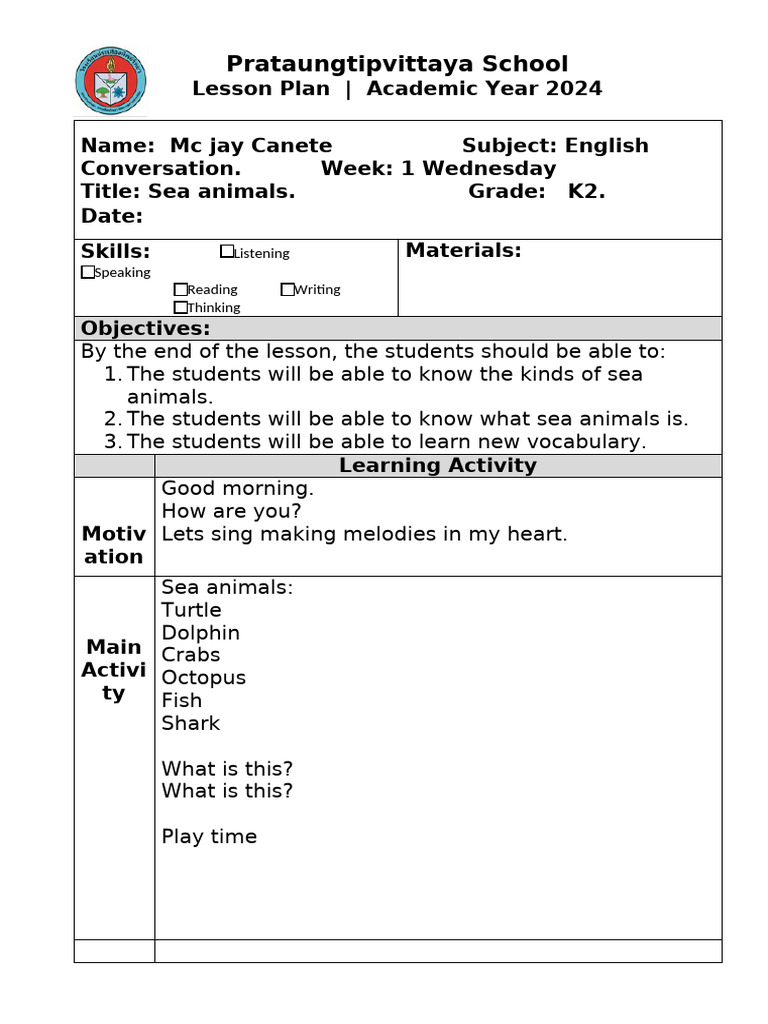 K2 November Lesson Plan | PDF | Lesson Plan