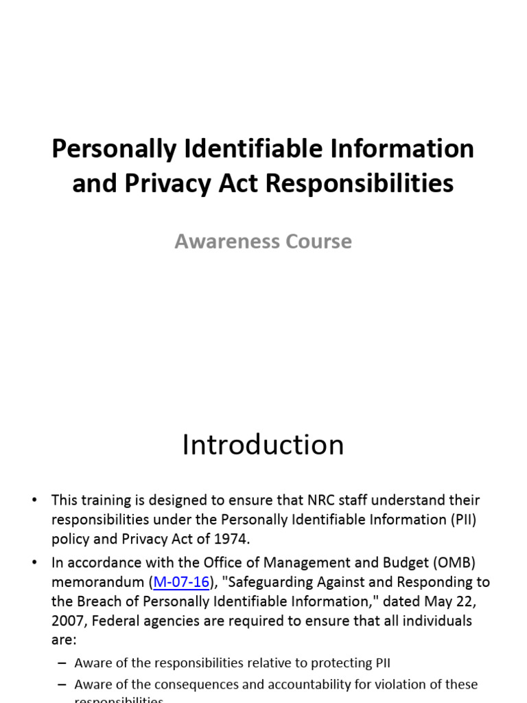 PII and Privacy Act - Awareness Training | PDF | Social Security Number ...