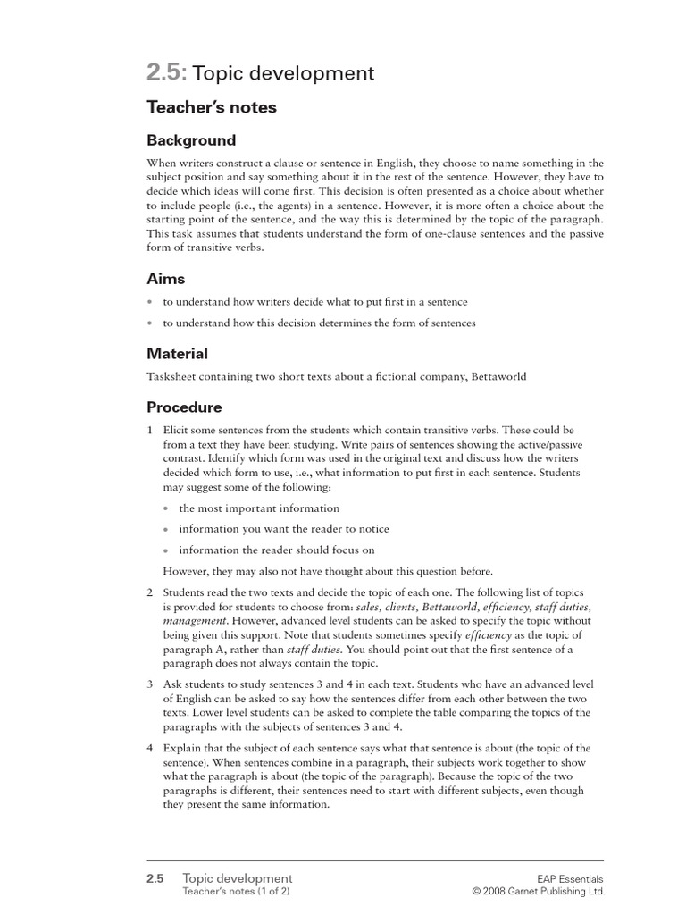 2.5 EAP Essentials Exercises | PDF | Sentence (Linguistics) | Paragraph