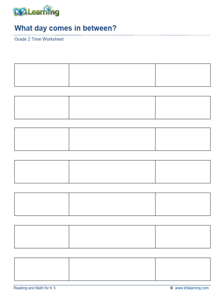 Grade 2 Days of the Week Between A | PDF