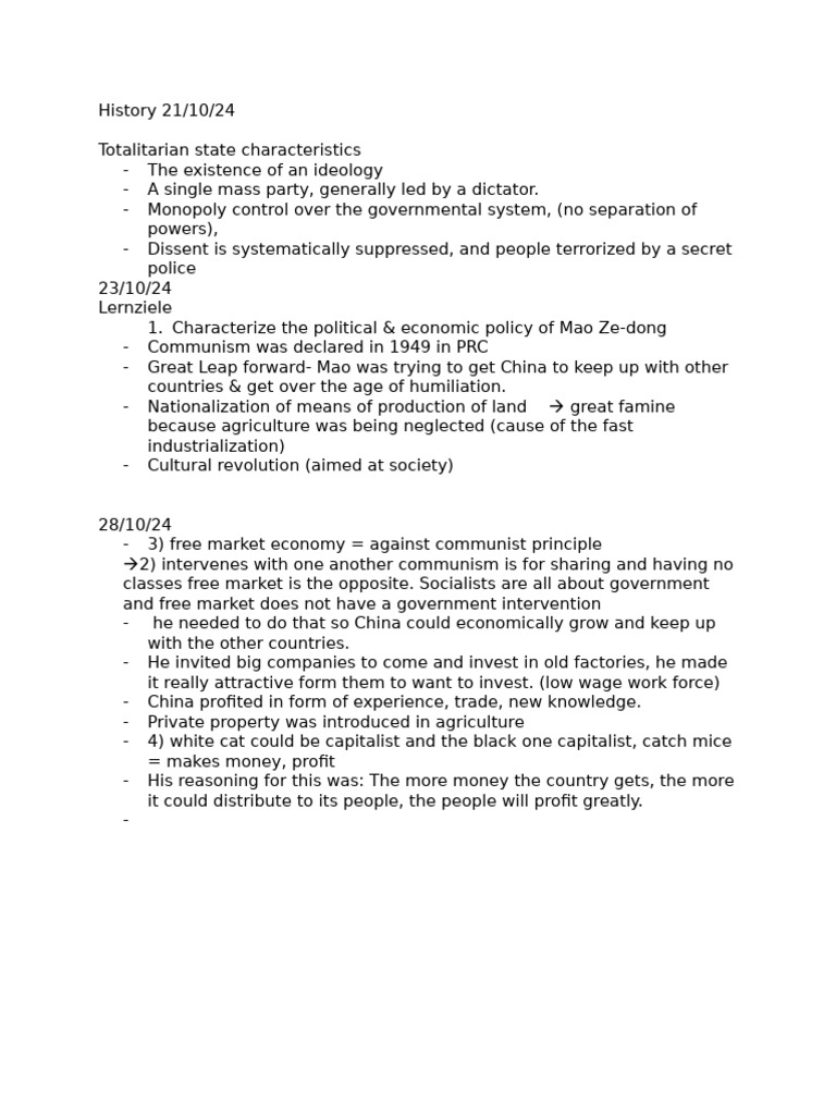 Totalitarianism and Mao's Policies Explained | PDF