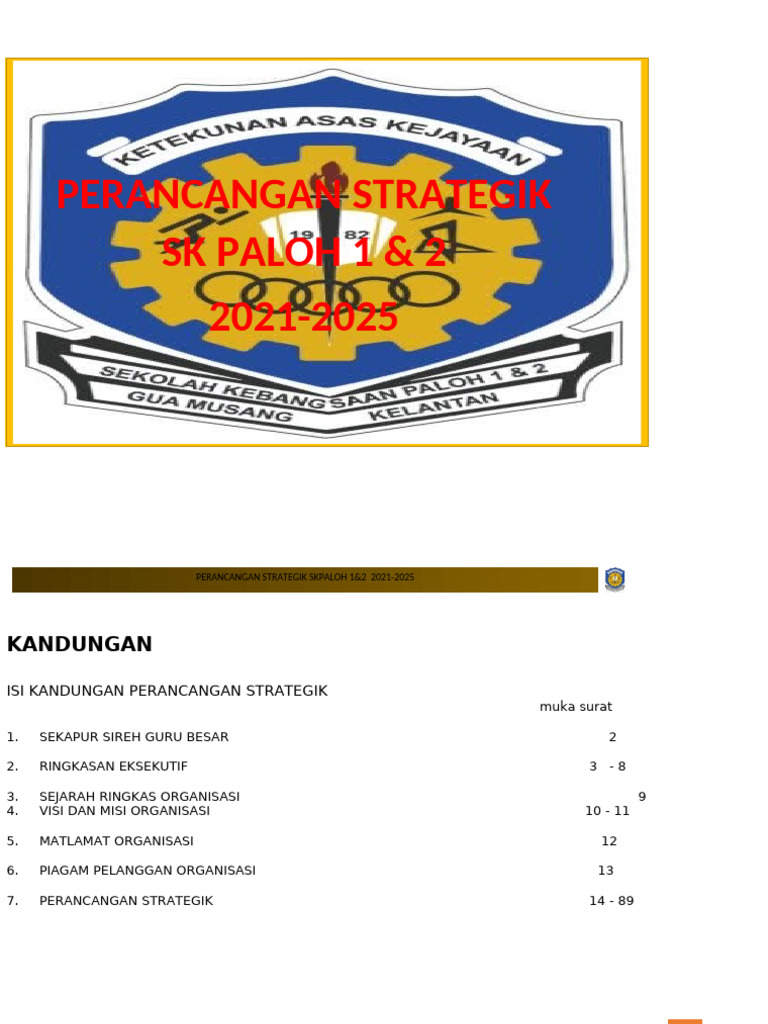 PELAN STRATEGIK SK PALOH 1 & 2 | PDF