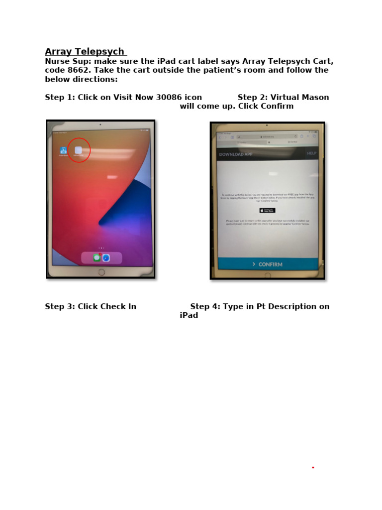 Nurse Sup Telepsych iPad Directions | PDF