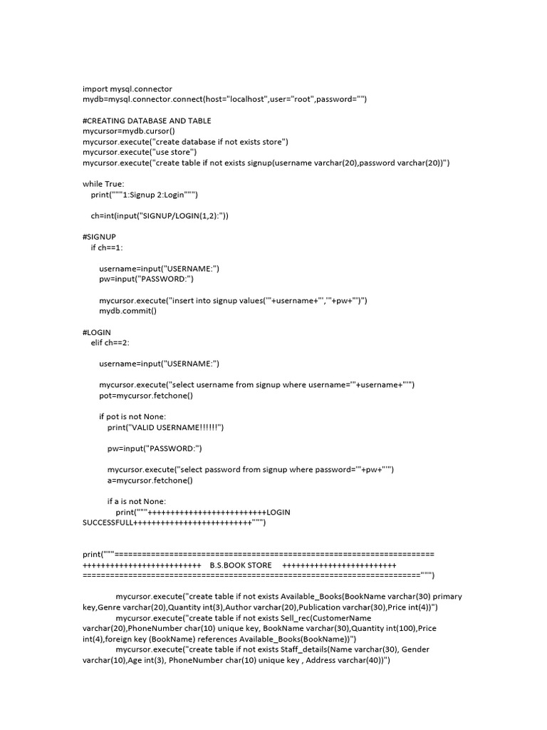 MySQL Bookstore Management System | PDF | Data Management | Data Model