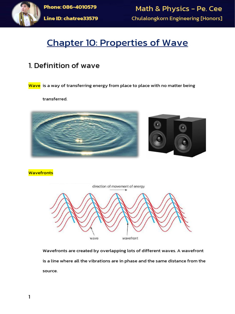 Chapter 10 Properties of Wave | PDF | Waves | Frequency