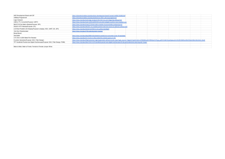 Embedded System Lab Experiment Components and Equipments - Sheet1 | PDF