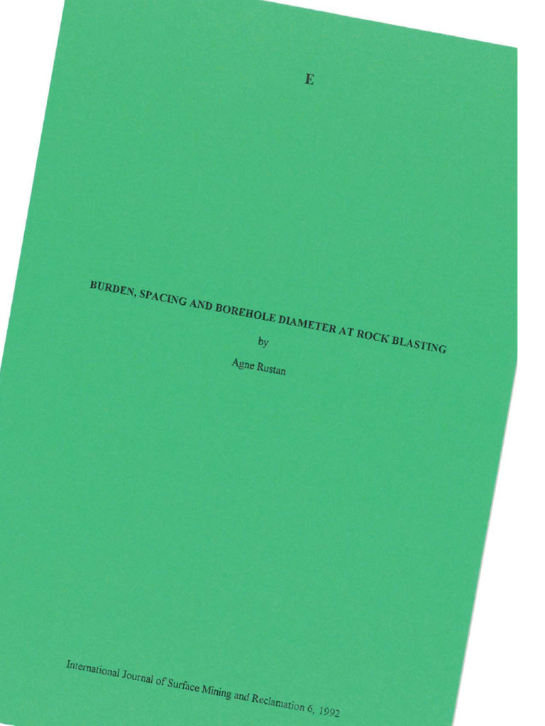 Burden spacing and hole drilling_Agne Rustan | PDF | Mining | Area