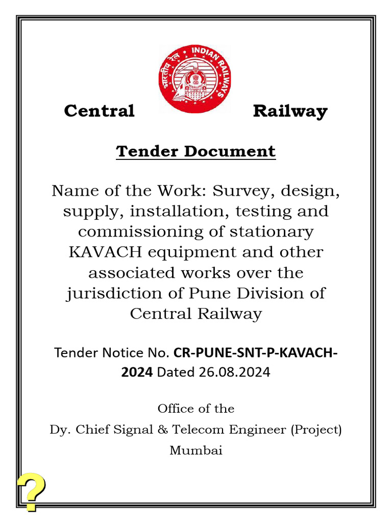 KAVACH Equipment Tender for Pune Division | PDF | Limited Liability ...