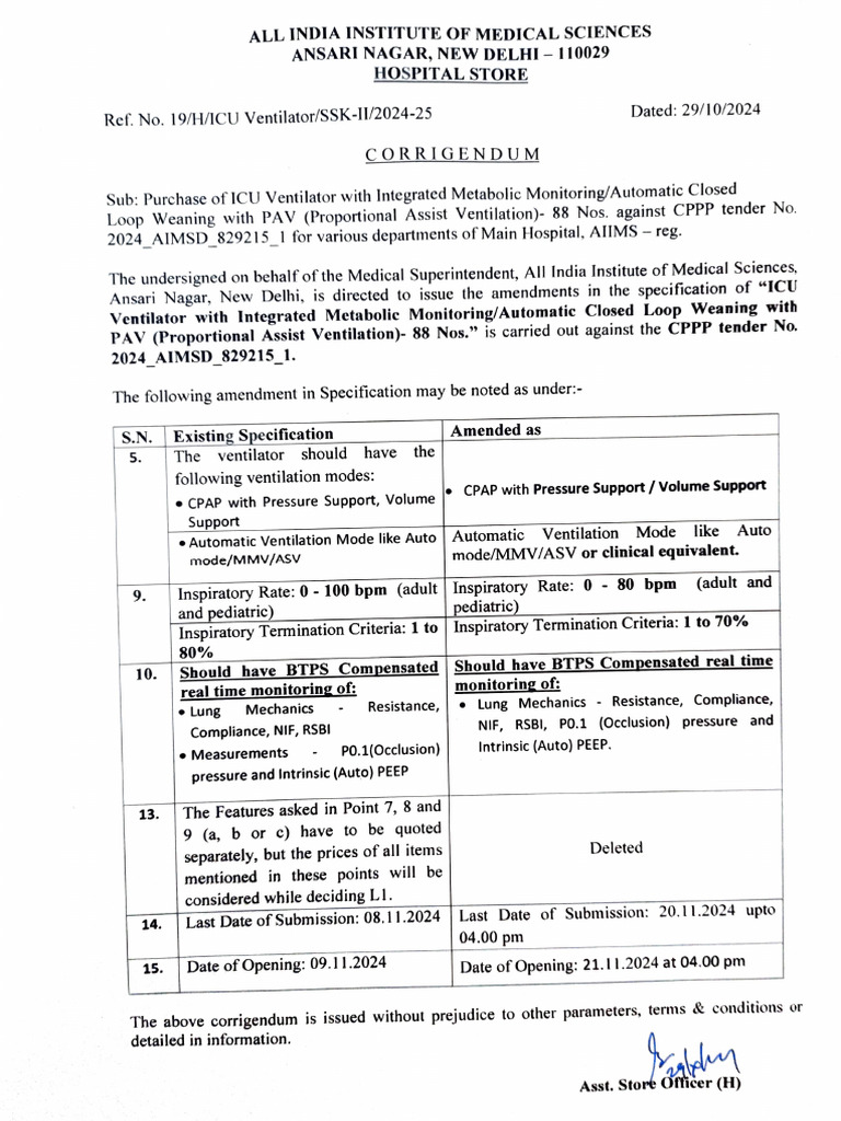 Corrigendum Specs Changes Abc | PDF | Respiration | Intensive Care Medicine