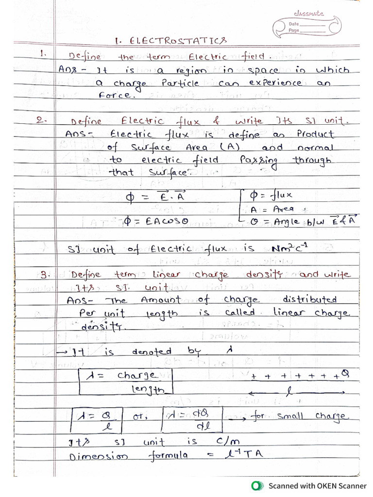 1. Electrostatics short note | PDF