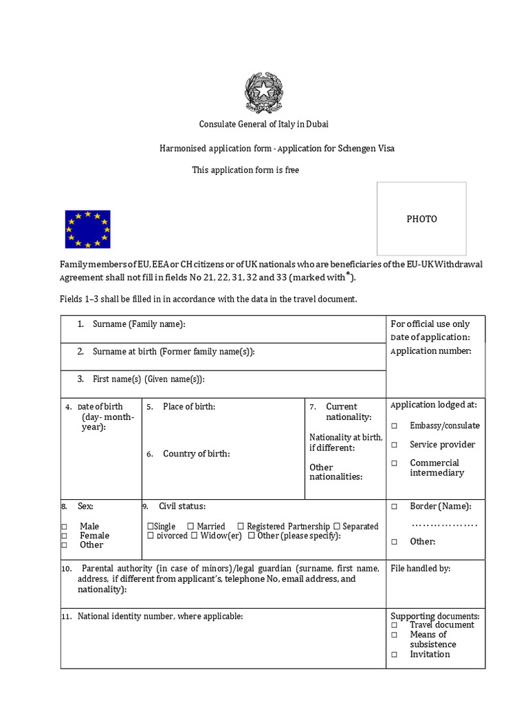 New Harmonised Application Form | PDF | Travel Visa | Passport