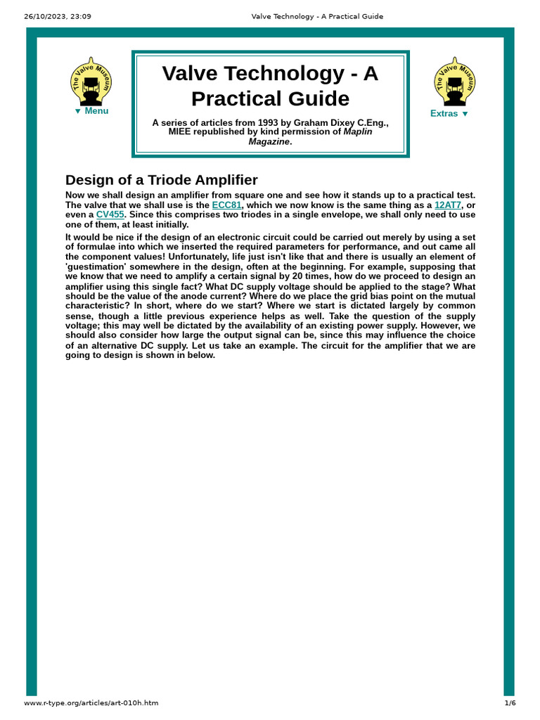 Valve Technology - A Practical Guide | PDF | Amplifier | Vacuum Tube