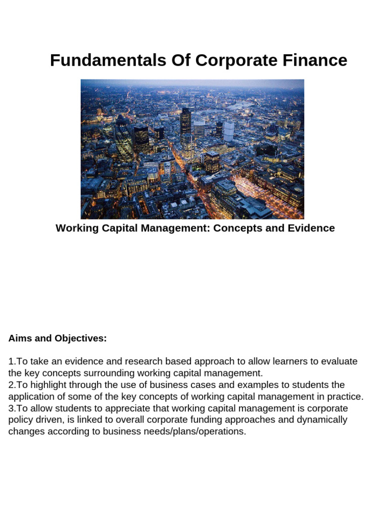 Working Capital Management Essentials | PDF | Finance & Money ...