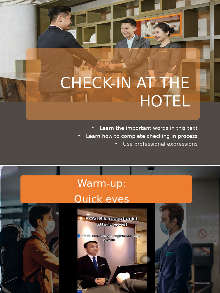 Powerpoint Presentation - Check in at The Hotel - Final Version | PDF