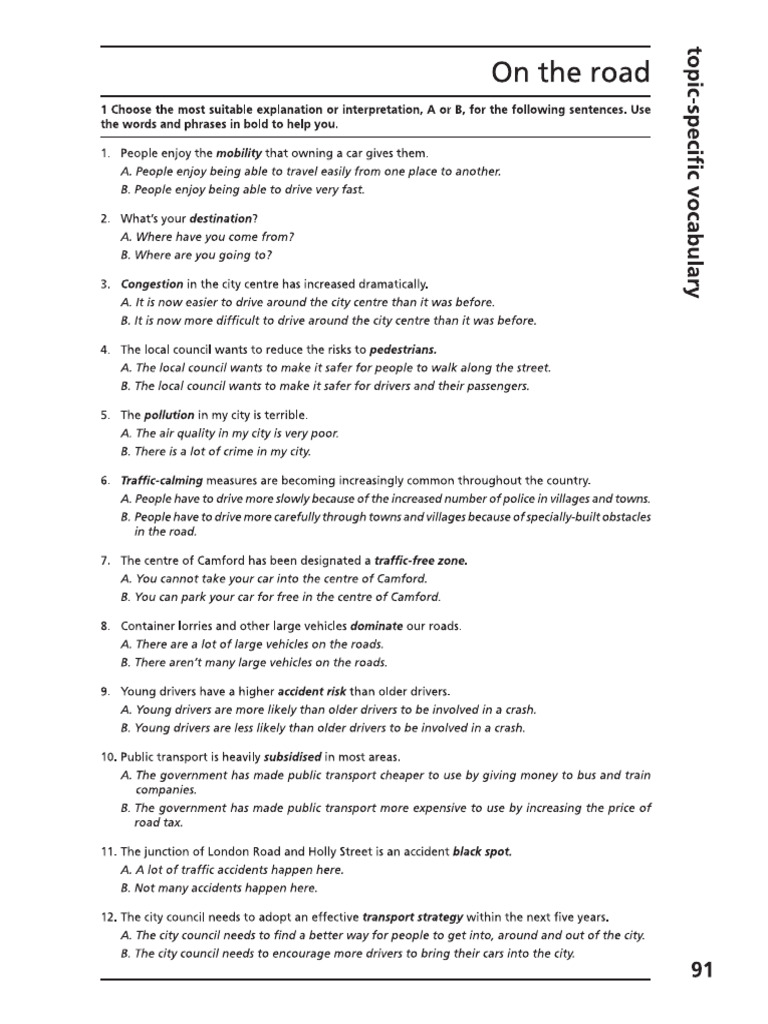 Vocabulary - On the Road | PDF