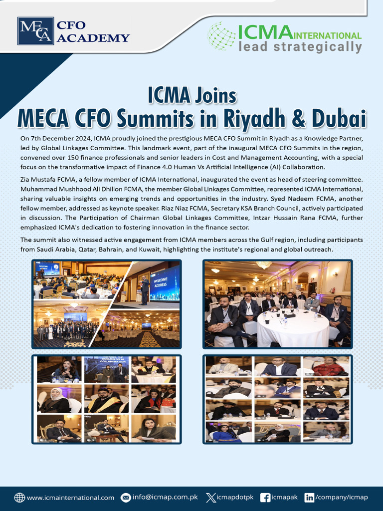 ICMA Joins MECA CFO Summits in Riyadh & Dubai | PDF