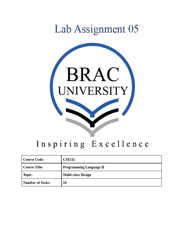 CSE111 Lab Assignment 5 - Fall'24 | PDF | Class (Computer Programming) | Constructor (Object ...