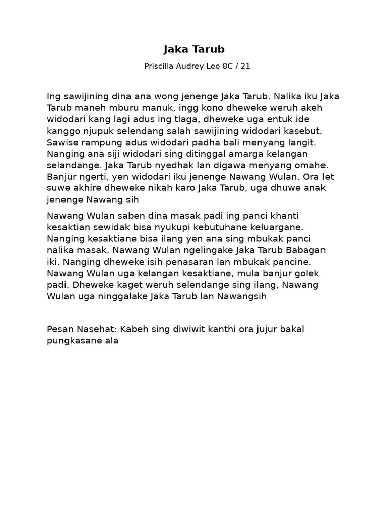 Jaka tarub - Bahasa Jawa | PDF