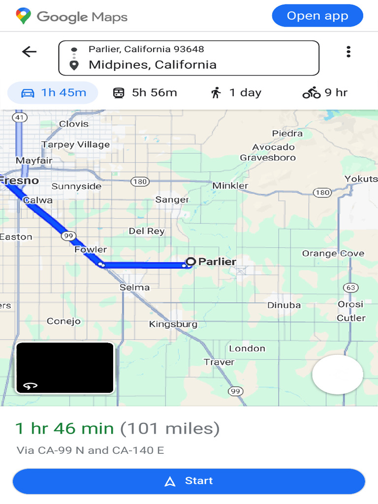 Get Directions - California 93648 To California - Google Maps | PDF