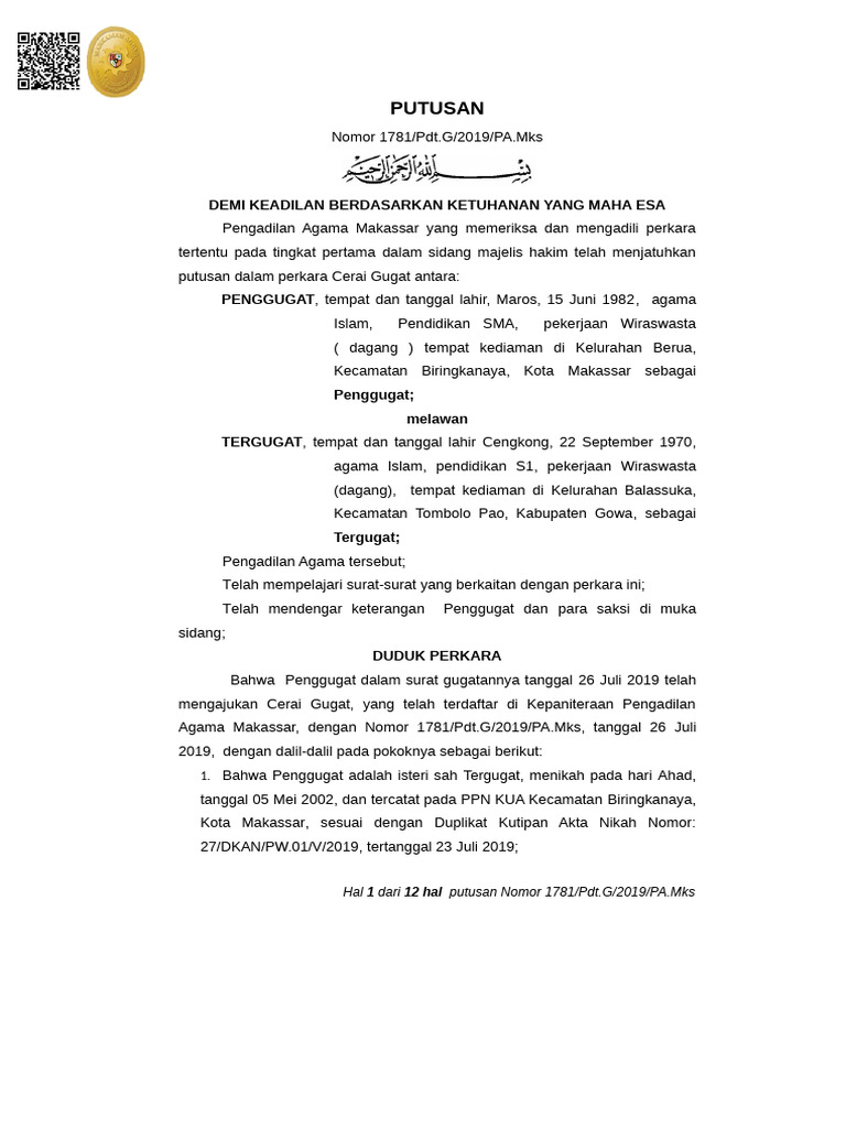 Putusan Cerai 2 | PDF