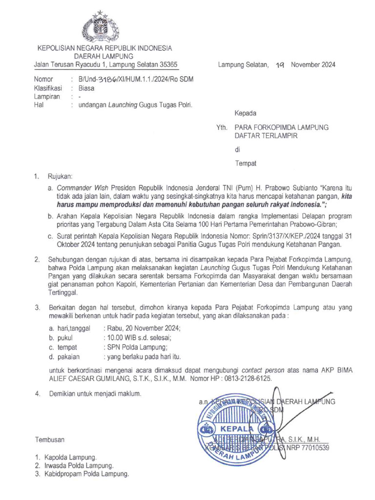 b Und 3186 Xi Hum.1.1. 2024 Ttg Undangan Kpd Forkopimda | PDF