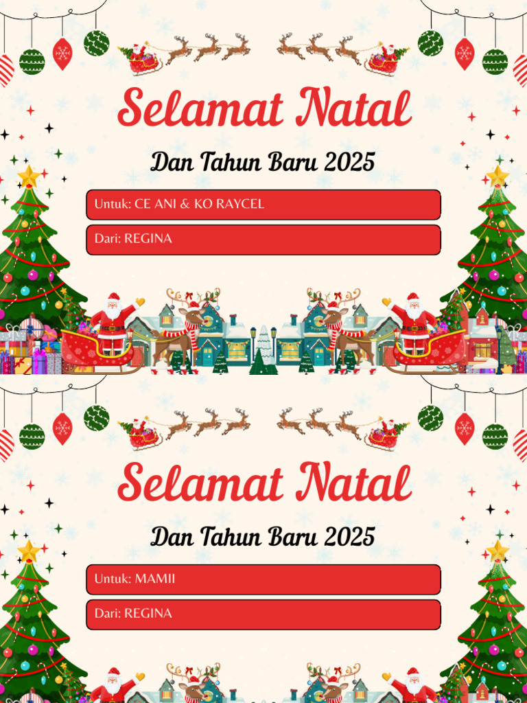 Merah Dan Krim Modern Ilustrasi Ucapan Hari Natal Card | PDF