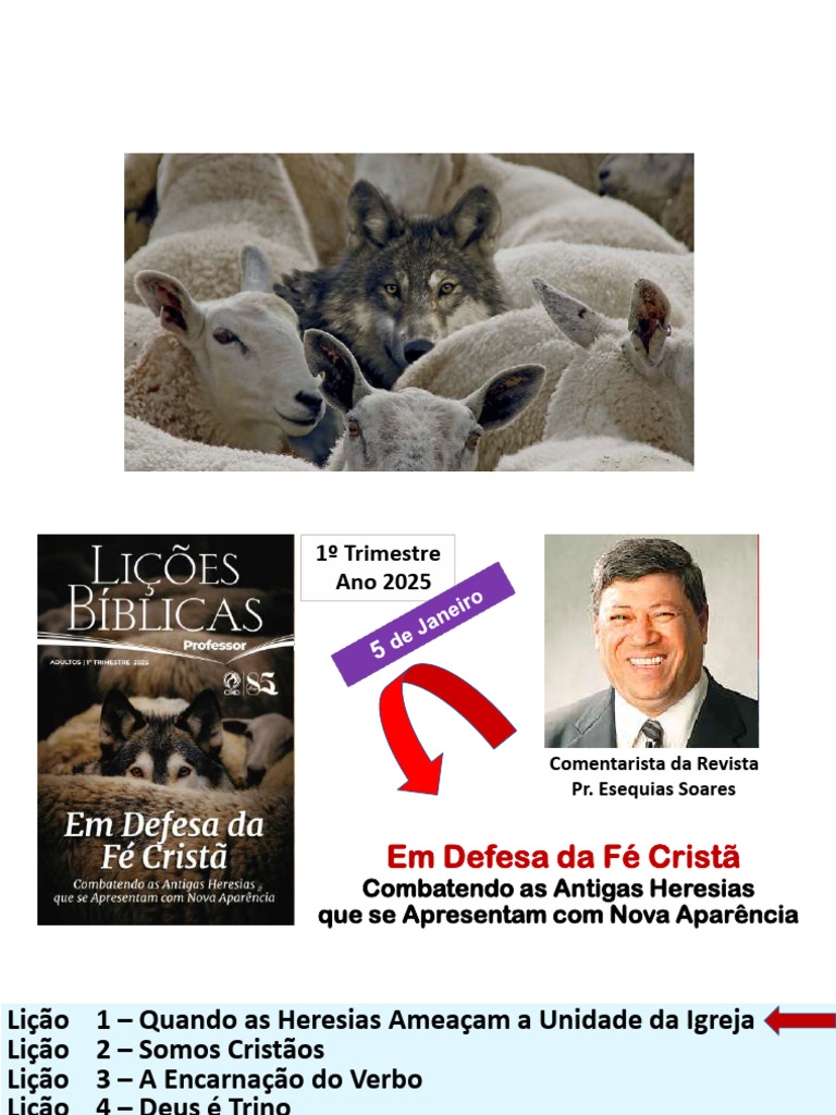 Slide Licao 1 - 1T - 2025 - CPAD ADULTOS - PDF | PDF | Fé | Heresia