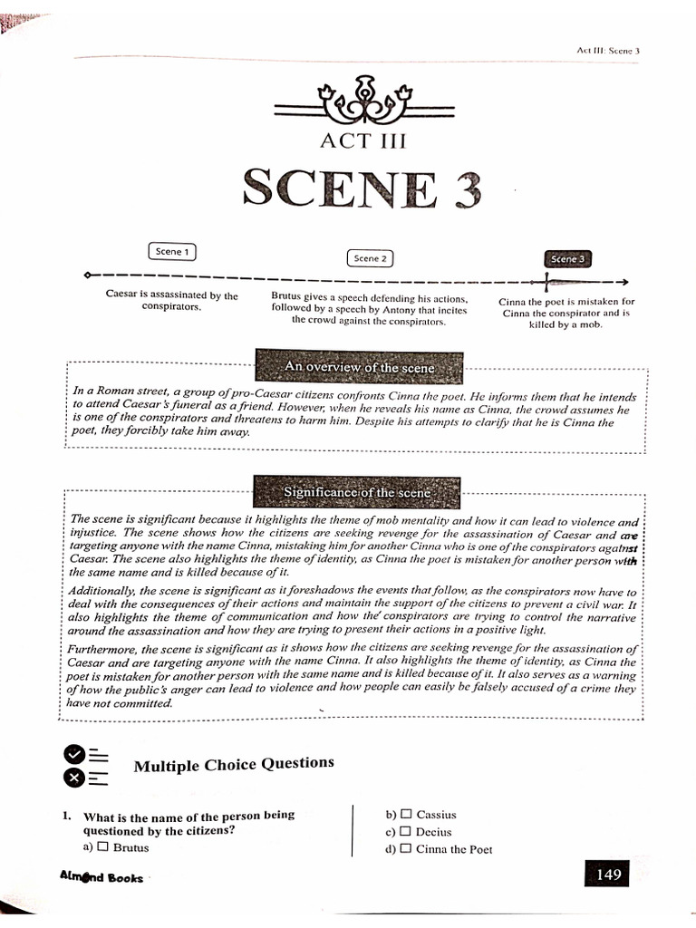 Julius Caesar (Act 3 Scene 3) Q&A | PDF