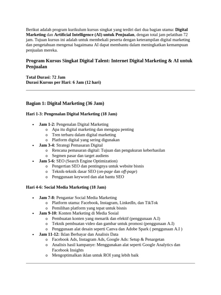 Digital Talent Program & A.I | PDF