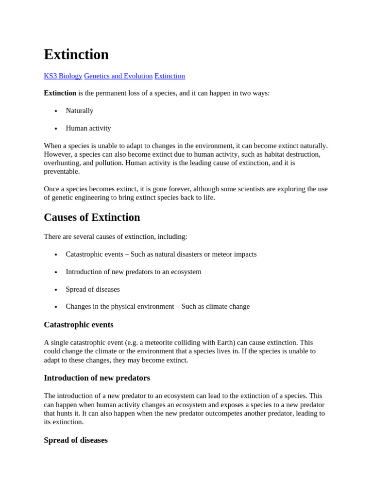 Extinction | PDF | Extinction | Habitat Destruction