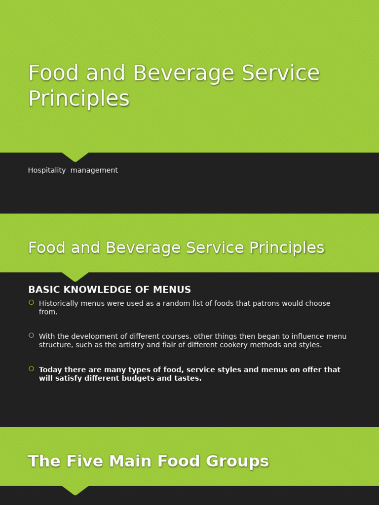Service Principles-01-08-25 | PDF | Foods | Menu