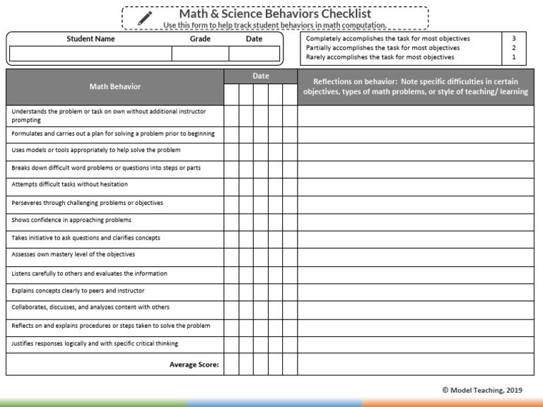 math-behaviors-checklist | PDF