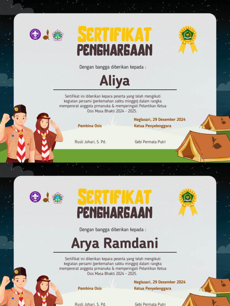 Sertifikat Persami 1-10 | PDF