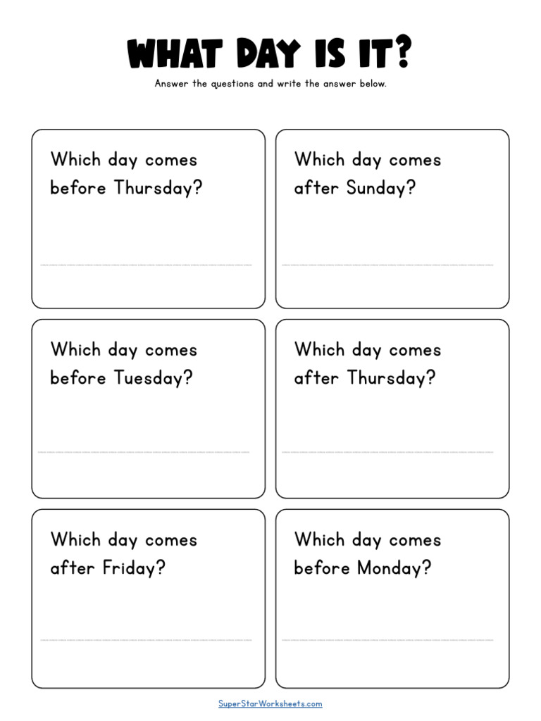 Days of The Week Questions 1 | PDF