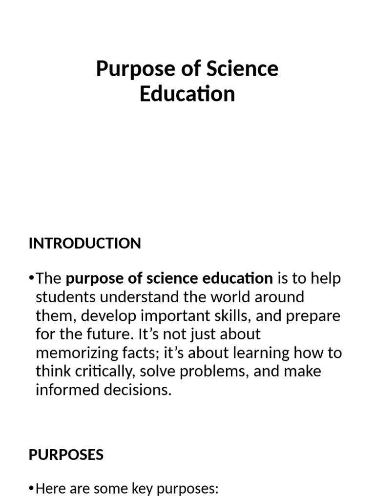 Importance of Science Education | PDF