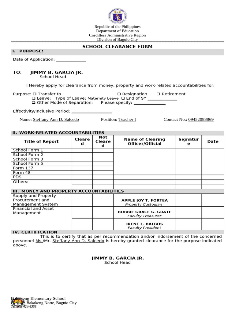 School Clearance | PDF
