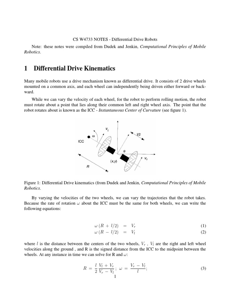 Differential Drive Robot Kinematics | PDF | Kinematics | Rotation ...