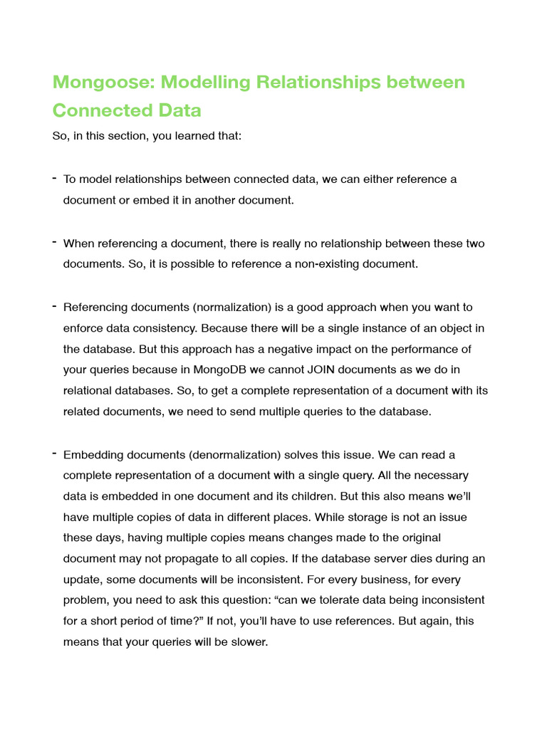 123 Mongoose Modelling Relationships Between Connected Data Recap | PDF | Databases | Computer ...