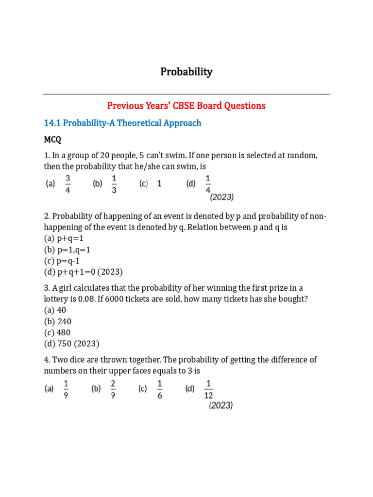 14 Probability Pdf Odds Probability